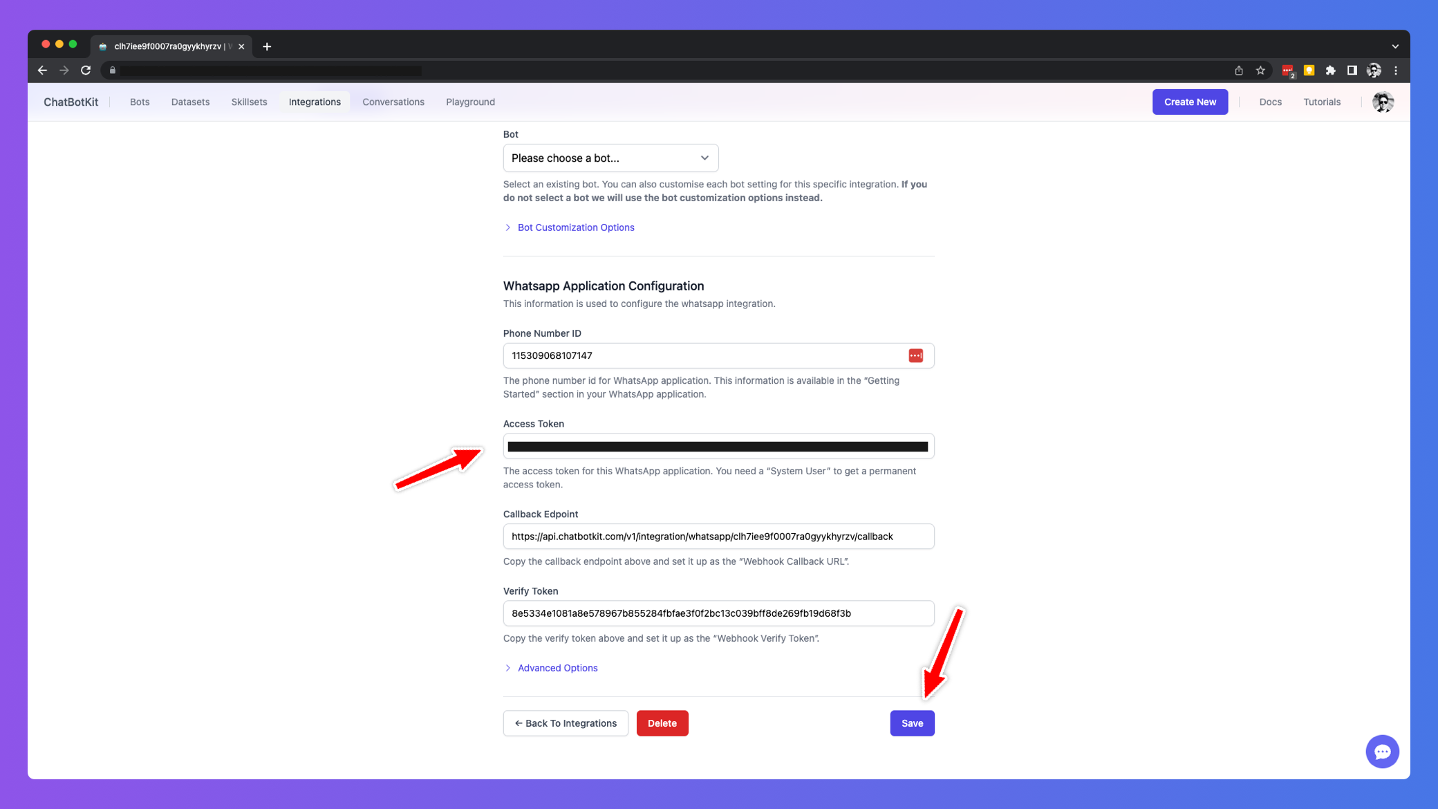 WhatsApp | Docs | ChatBotKit