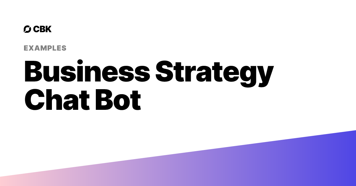 Business Strategy Chat Bot | AI ChatBot