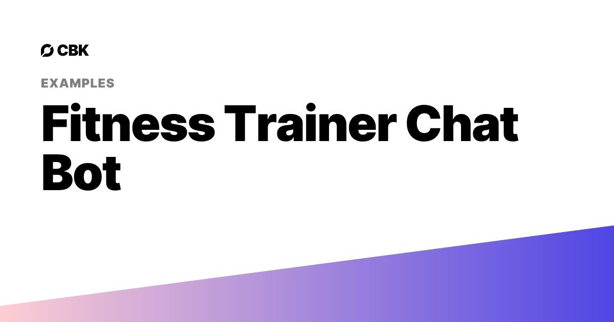 Fitness Trainer Chat Bot | AI ChatBot