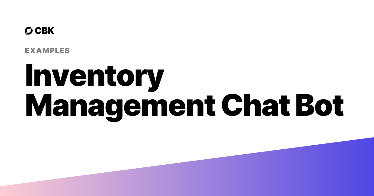 Inventory Management Chat Bot | AI ChatBot